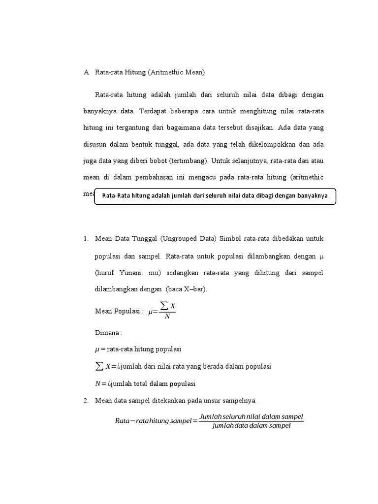 Cara Menghitung Rata-rata Hitung | PDF