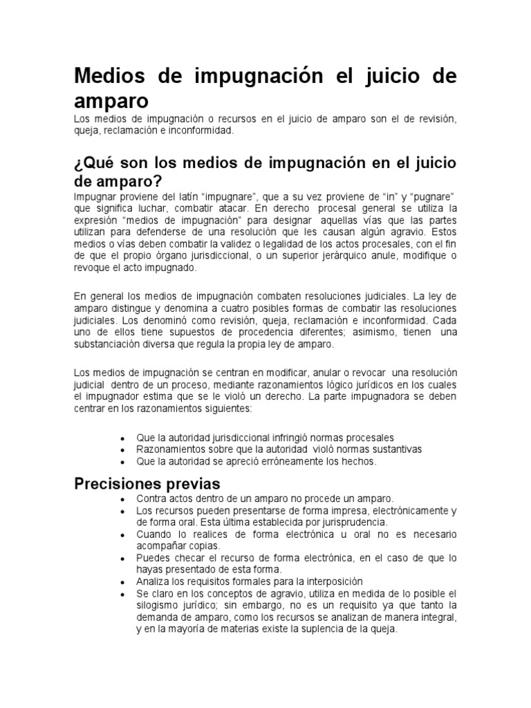 MODULO 5 JUICIO DE AMPARO Medios de Impugnación El Juicio de Amparo | PDF | Ley procesal ...