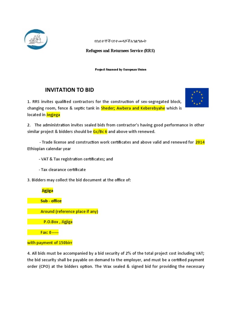 Invitation For Bid | PDF | Economies | Business