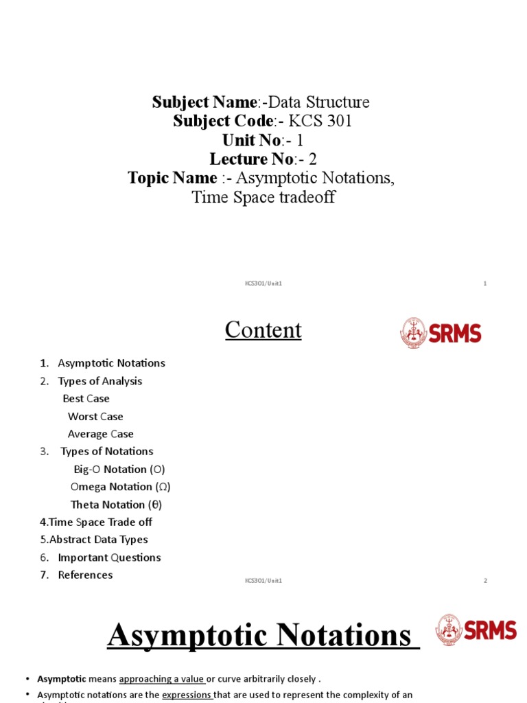 Kcs301 Unit1 Lec2 Pdf Time Complexity Computational Complexity Theory 8028