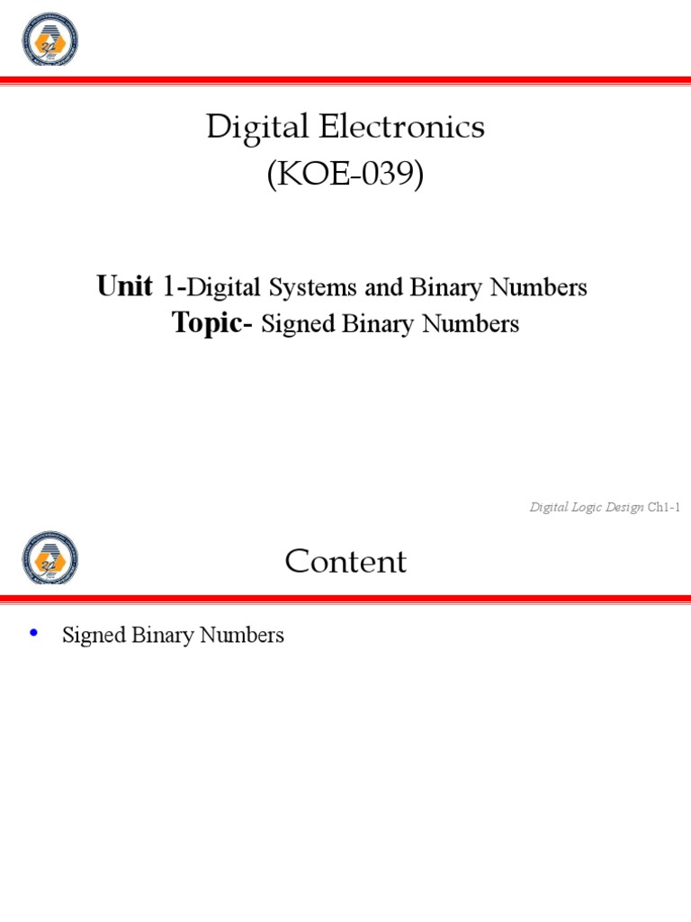 Unit 1 Topic-Signed Binary Numbers | PDF