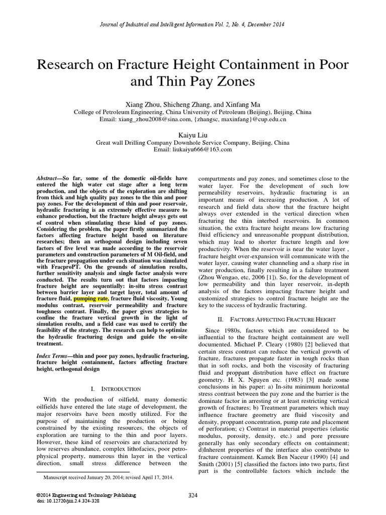 Fracture Height Containment in Poor and Thin Zones | Download Free PDF ...