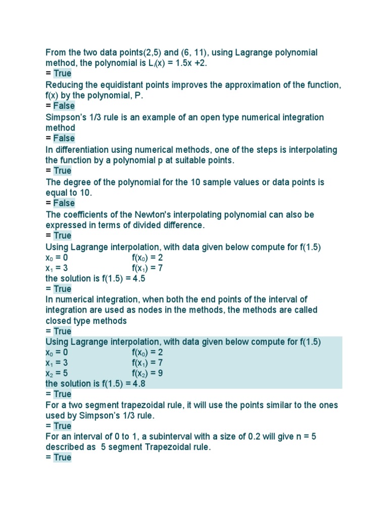 Numerical Methods-FINALS | PDF | Integral | Interpolation