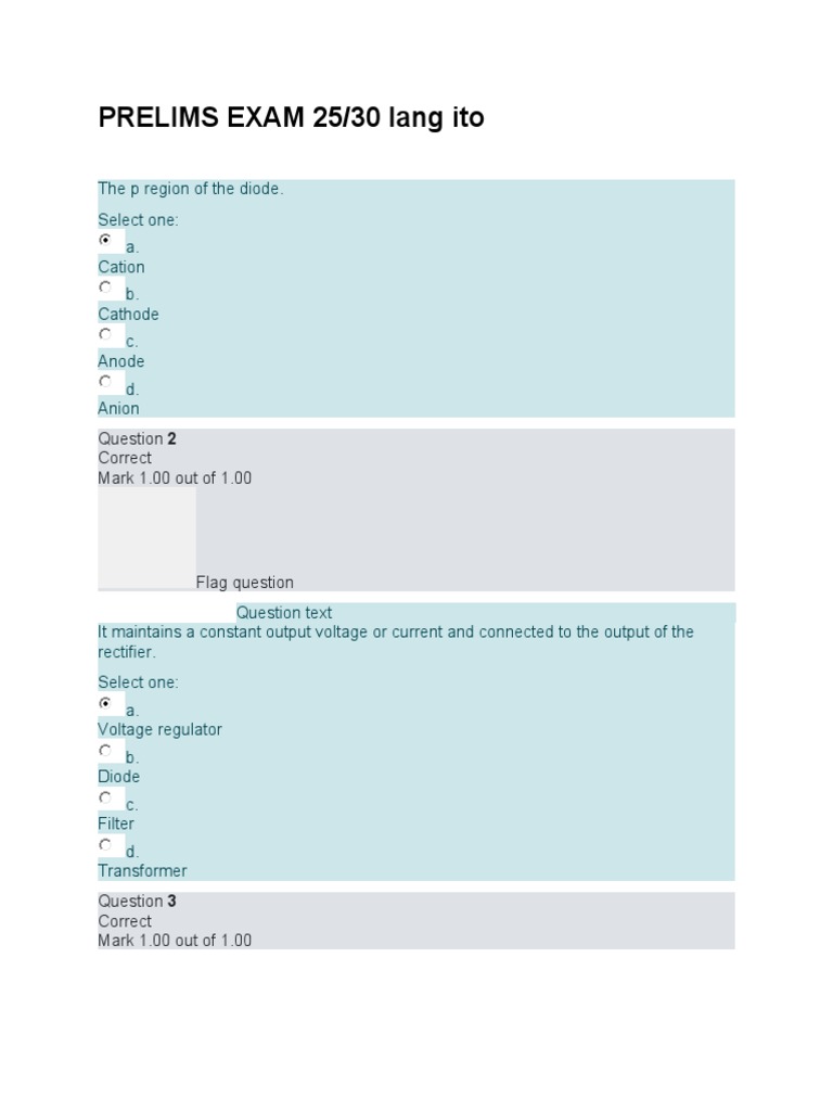 Electronic Circuit-PRELIMS EXAM | PDF | Rectifier | P–N Junction