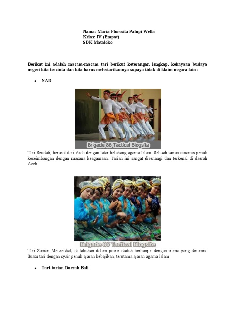 Macam-Macam Tarian Adat Daerah Indonesia | PDF