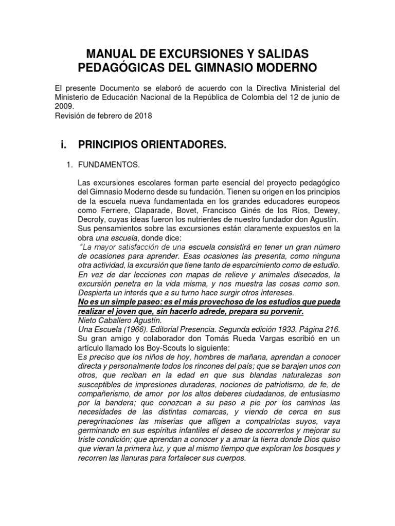 Manual de Excursiones | PDF | Aprendizaje | Transporte