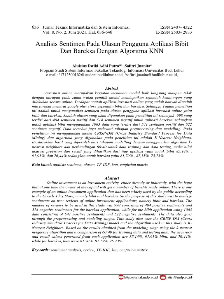 Analisis Sentimen Pada Ulasan Pengguna Aplikasi Bibit Dan Bareksa ... Analisis Sentimen Pada Ulasan Pengguna Aplikasi Bibit Dan Bareksa ...