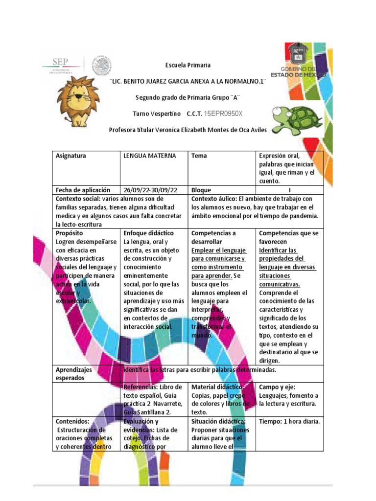 Semana 5 Segundo de Primaria | PDF | Aprendizaje | Evaluación