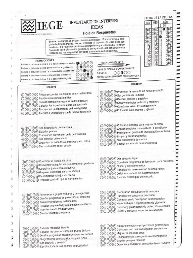 Inventario de Intereses | PDF
