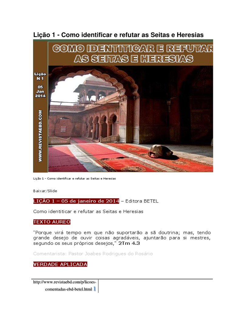 Liao 1 Como Identificar e Refutar As Seitas e Heresias | PDF | Bíblia ...
