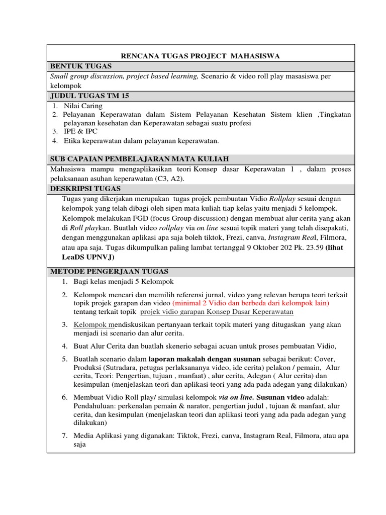 Format Tugas KDK S1 - Tm. 15 | PDF