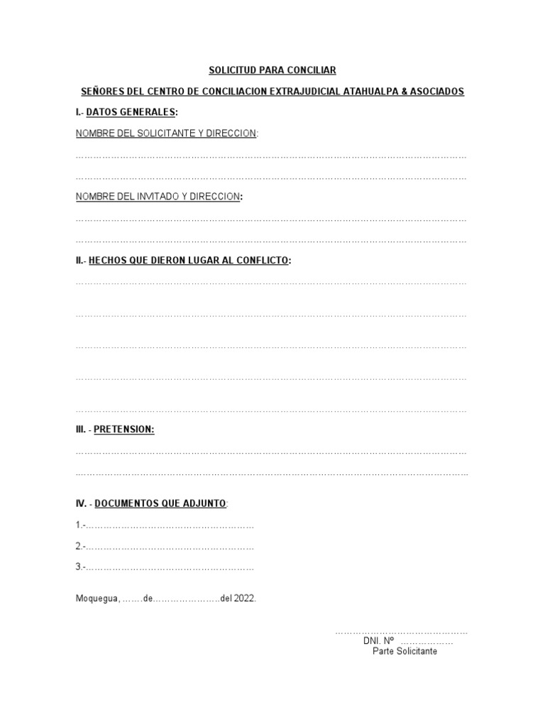 2022 Solicitud para Conciliar | PDF
