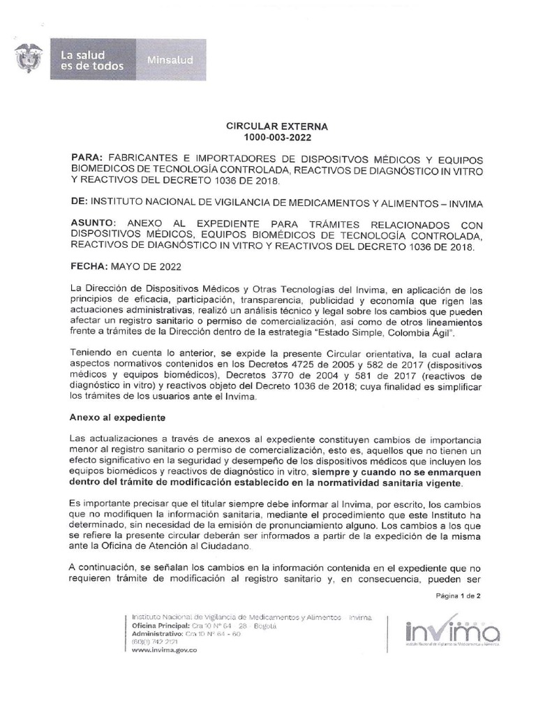 Circular Externa - 1000-003-2022 Anexo Al Exp | PDF