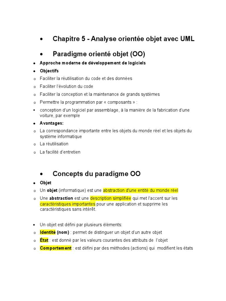 Chapitre 5a Analyse Orientée Objet Avec UML | PDF | Cas d'utilisation | Programmation orientée objet