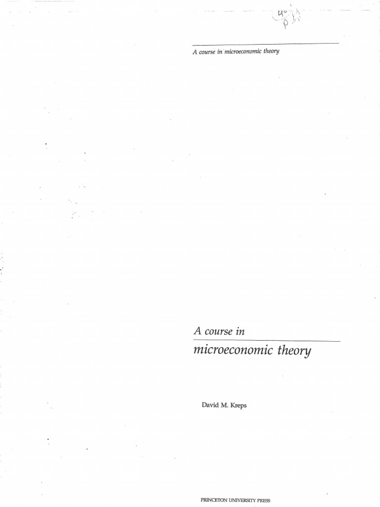 A Course in Microeconomic Theory | PDF