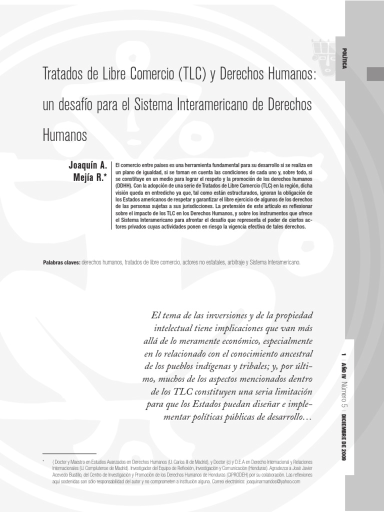 L3 Tratados de Libre Comercio (TLC) y Derechos Humanos | PDF | Tratado ...