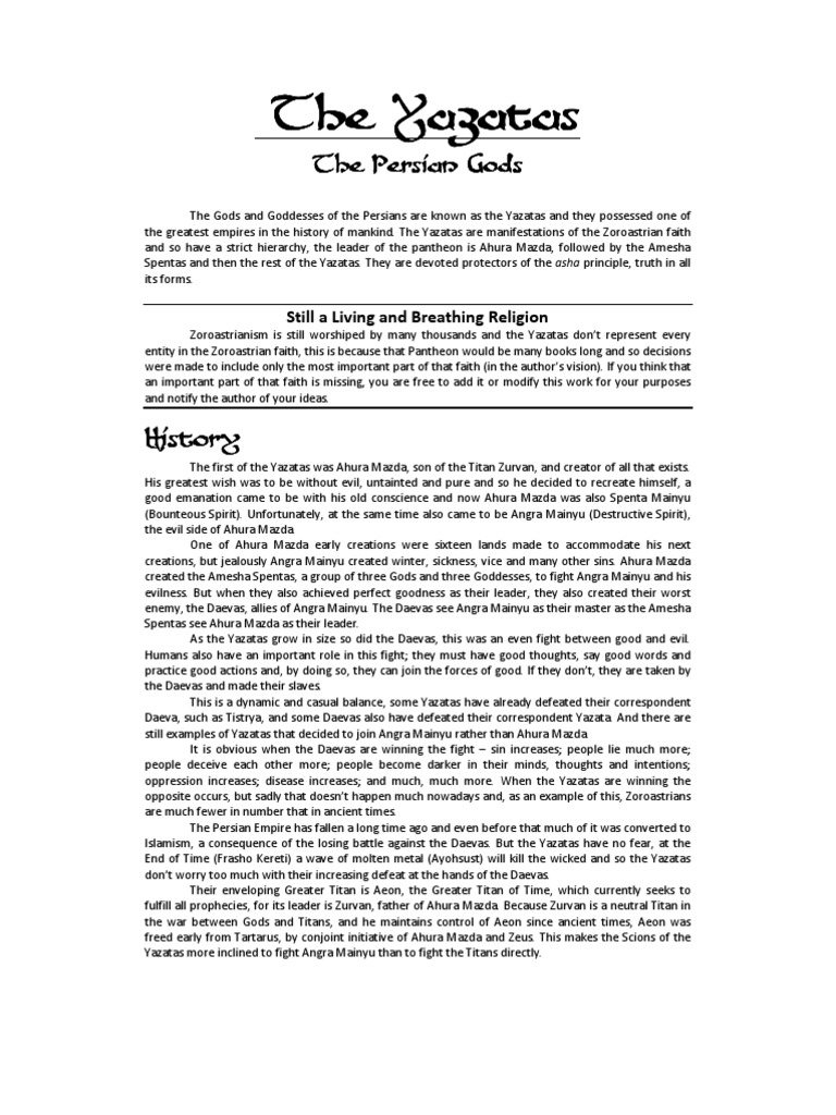 The Yazatas: Guardians of Asha | PDF | Zoroastrianism | Dualism