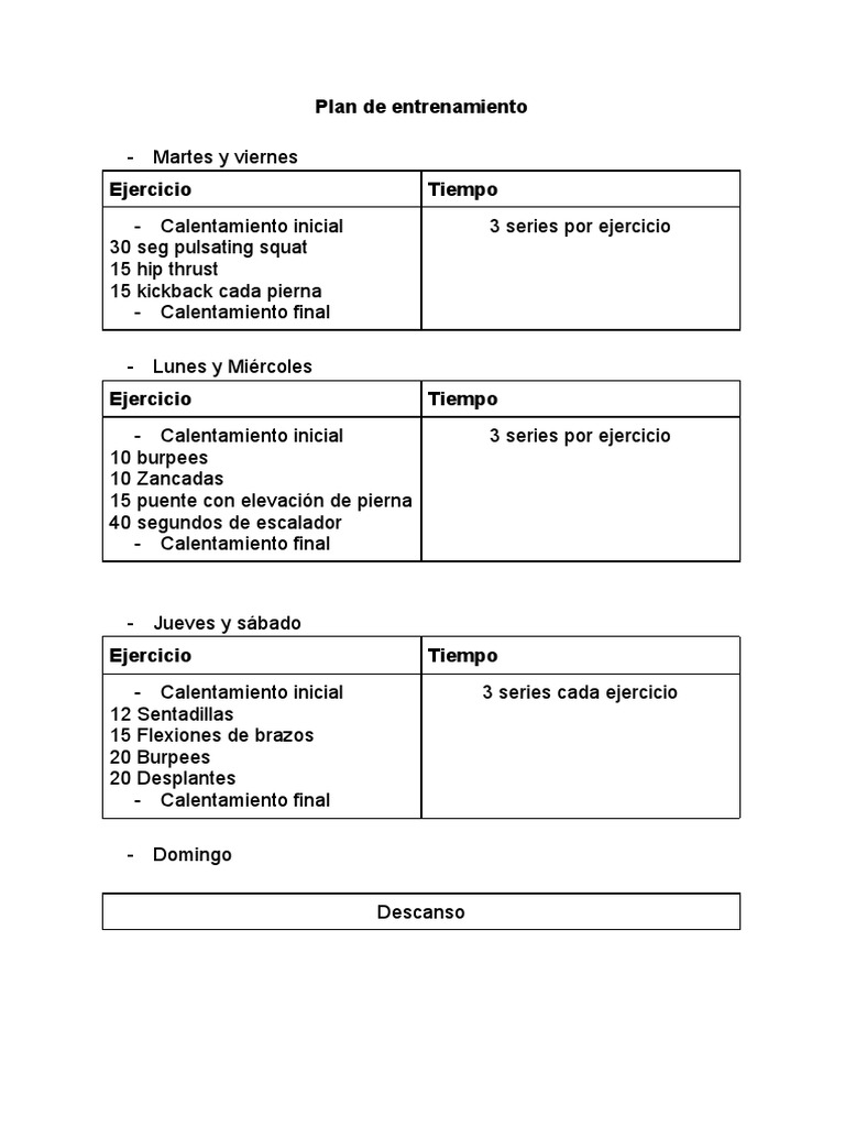 Plan de Entrenamiento | PDF