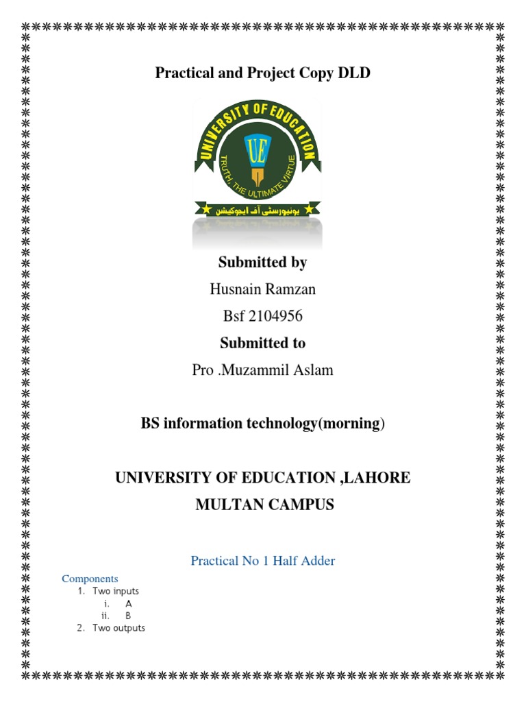 Practical and Project Copy DLD by HUSNAIN RAMZAN | PDF | Operational Amplifier | Amplifier