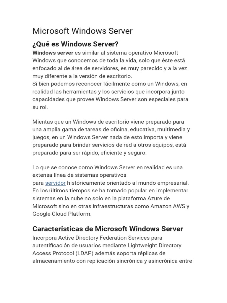 Microsoft Windows Server | PDF | Directorio Activo | Microsoft Windows