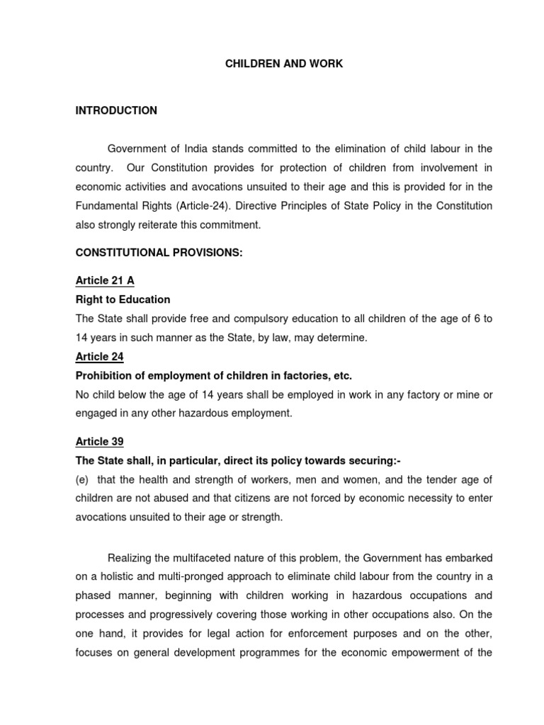 Updated Status On Child Labour | PDF | Child Labour | International ...