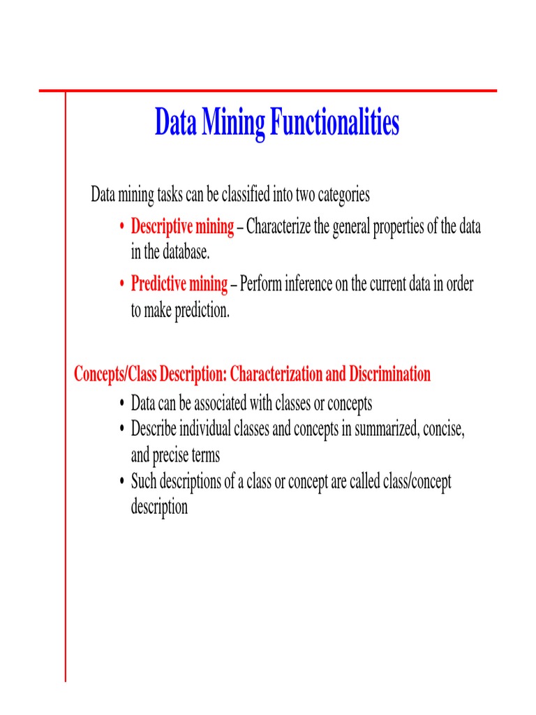 Lecture2 DataMiningFunctionalities | PDF | Data Mining | Data Lecture2 DataMiningFunctionalities | PDF | Data Mining | Data