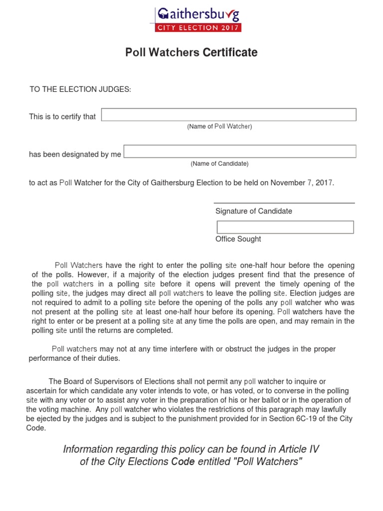 Poll Watcher Guidelines | PDF
