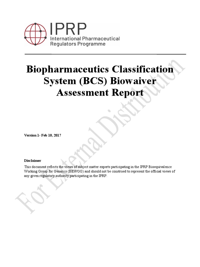 IGDRP BCS Biowaiver Assessment Report Template - Word Version 1 | PDF ...