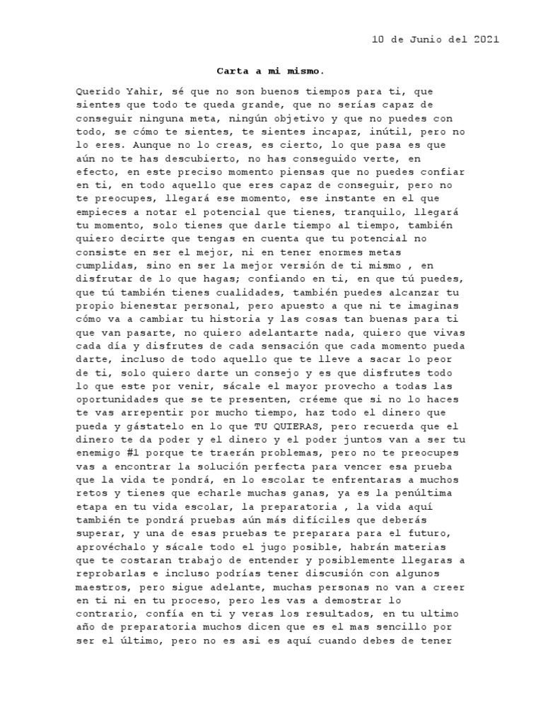 Carta A Mi Mismo | PDF