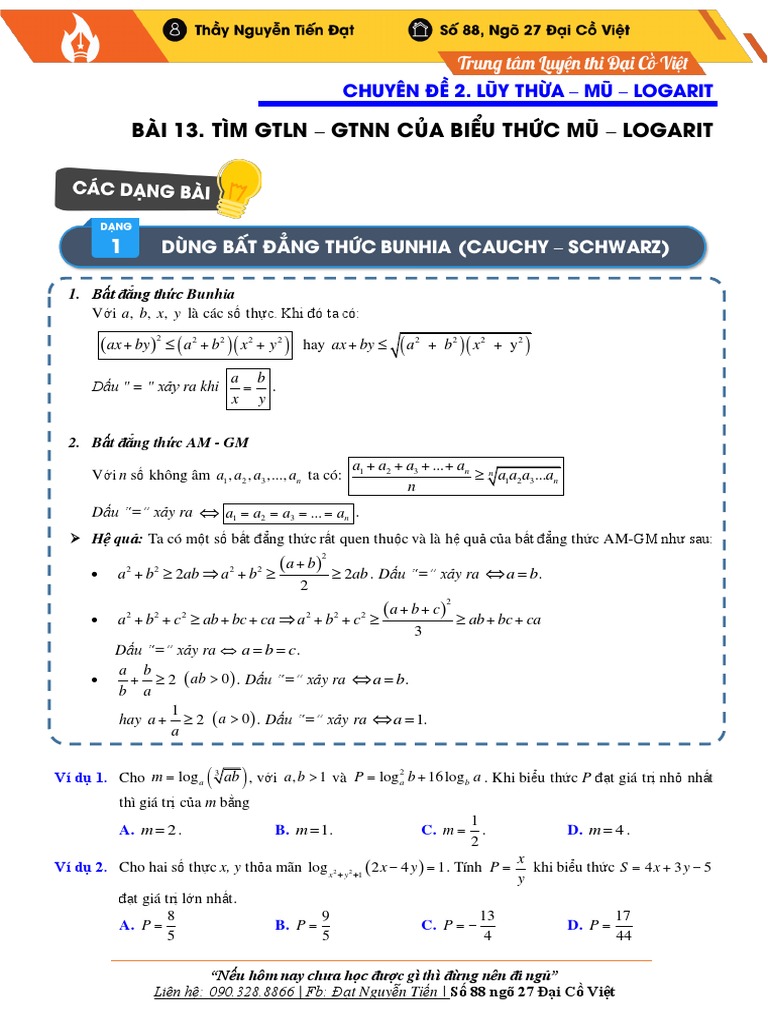 Min Max Mũ - Loga | PDF