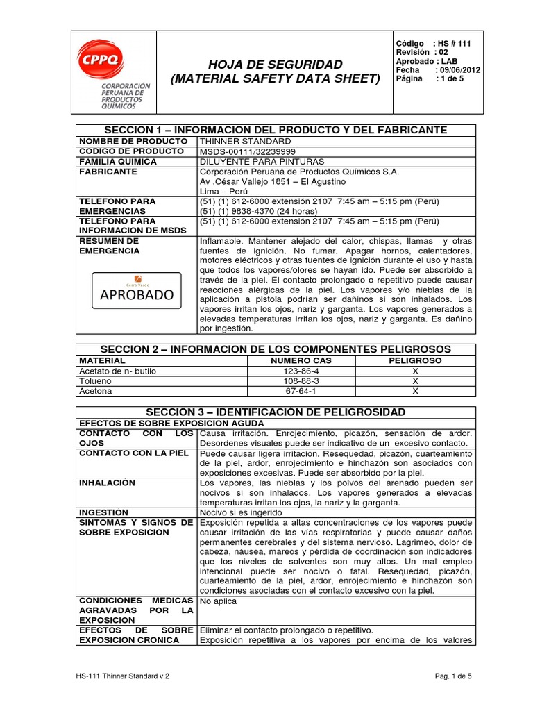 THINNER STANDARD CPPQ - HS-111 Thinner Standard v.2 | PDF | Agua | Química