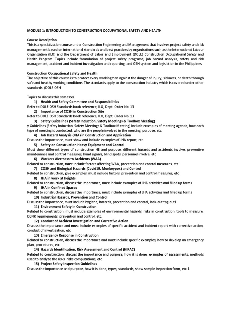 Introduction to COSH in Construction | PDF | Occupational Safety And ...