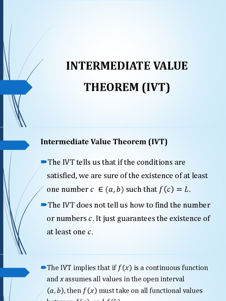 Intermediate Value Theorem Pdf Zero Of A Function Function Mathematics