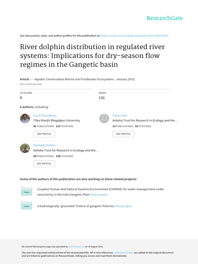 River Dolphin Distribution in Regulated | PDF | Normal Distribution | River