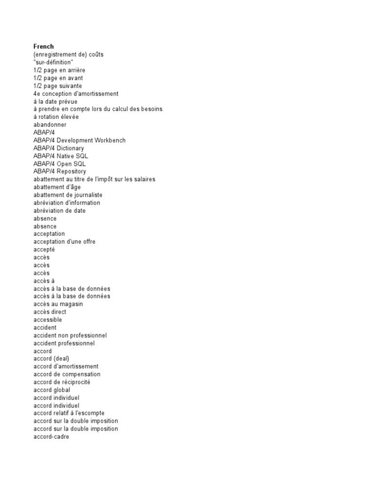 Sap French - English Terms Provisional Glossary | PDF | Dépréciation ...