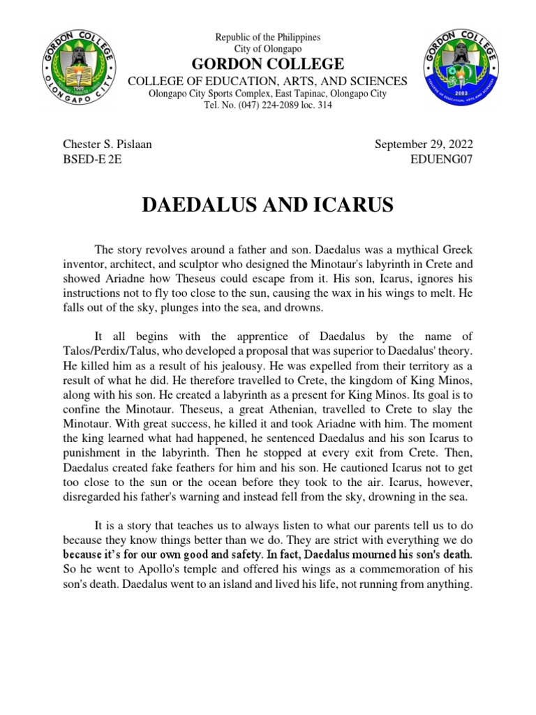 Daedalus and Icarus | PDF