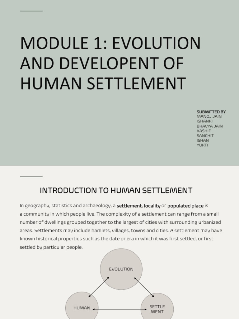Module 1: Evolution and Developent of Human Settlement | PDF