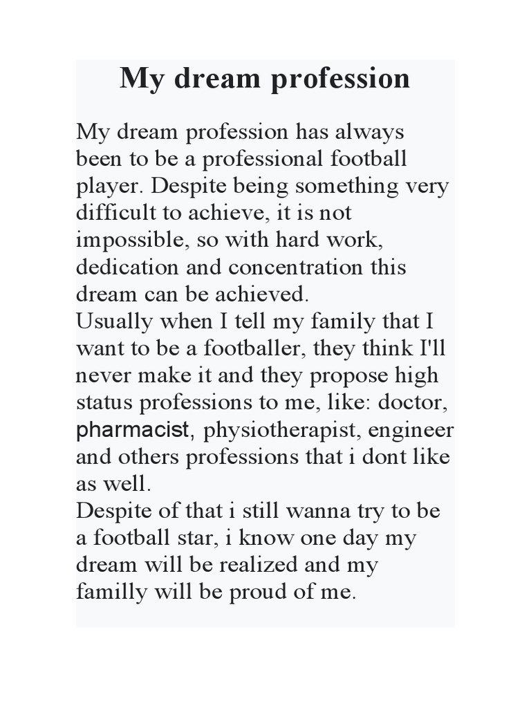 My Dream Profession | PDF