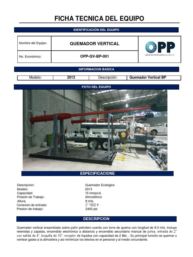 5.-Ficha Tecnica Quemador BP TES OPP | PDF