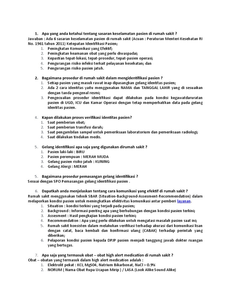 Pertanyaan Asesor Internal | PDF