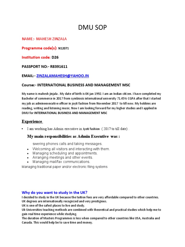 Dmu Sop | PDF | University | Economies