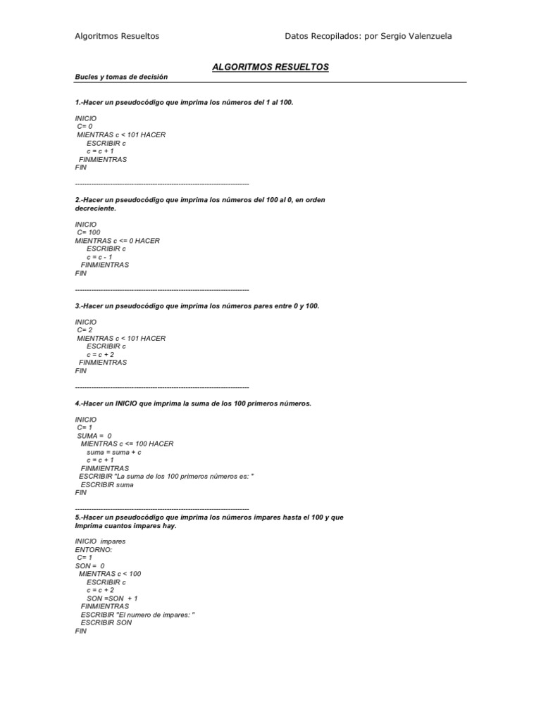 52 Ejercicios Resueltos en Pseudocodigo A