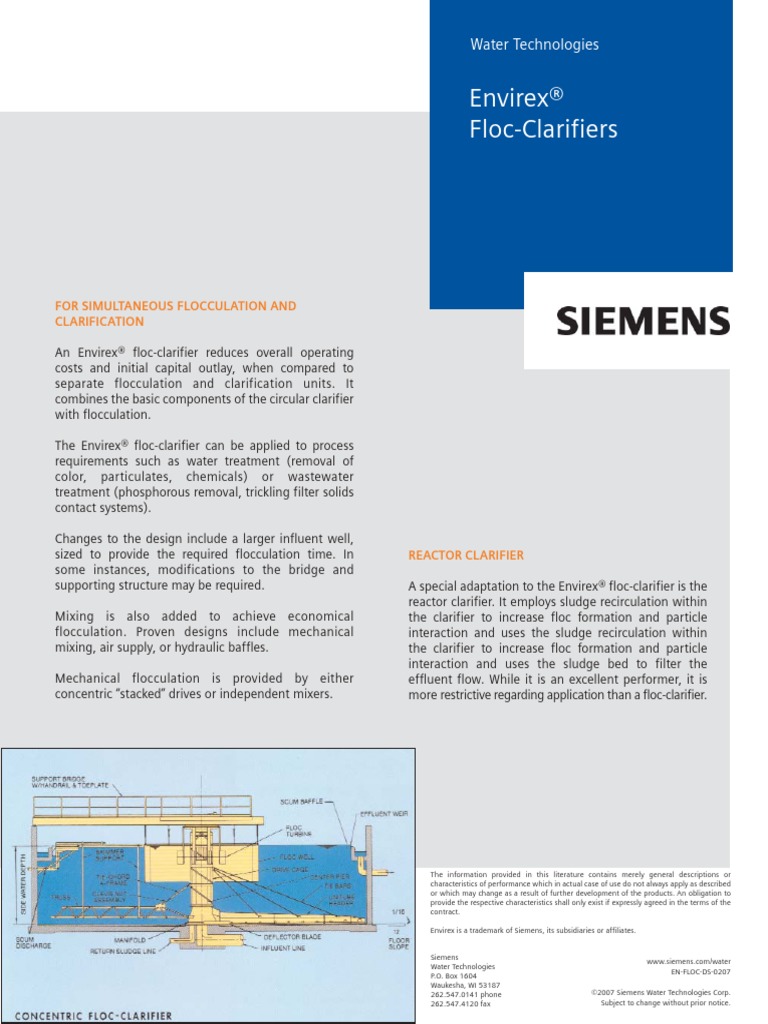 Envirex Floc Clarifier Siemens ENFLOCDS0207 | PDF | Water Treatment ...