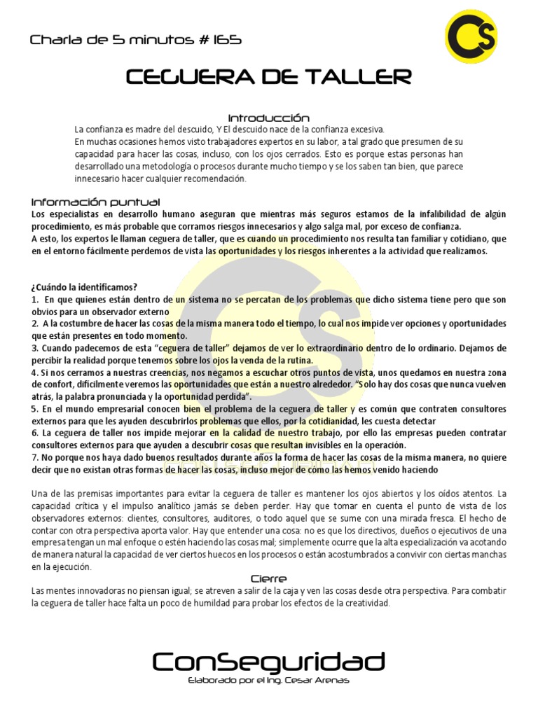 Ceguera de Taller | PDF | Discapacidad visual | Ciencia cognitiva