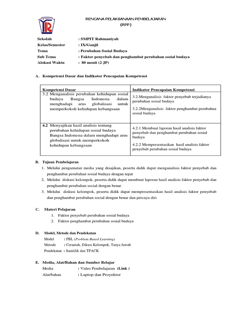 RPP PBL Rencana Aksi 3 | PDF