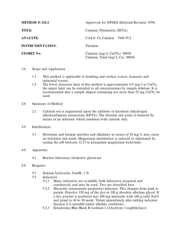 Calcium Analysis | PDF | Titration | Chemistry