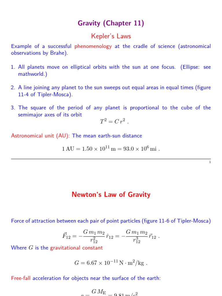 Kepler's Laws of Planetary Motion and Newton's Law of Universal ...