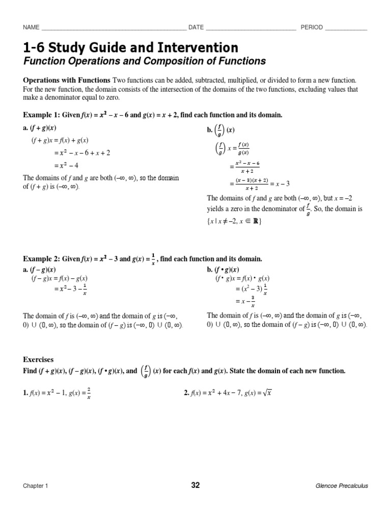 Sgi 2 1 Function Operations And Composition Of Functions Pdf Function Mathematics
