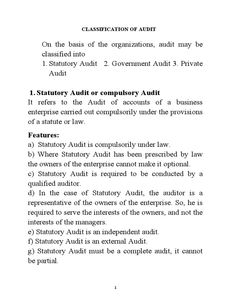 Classification of Audit | Download Free PDF | Audit | Internal Audit