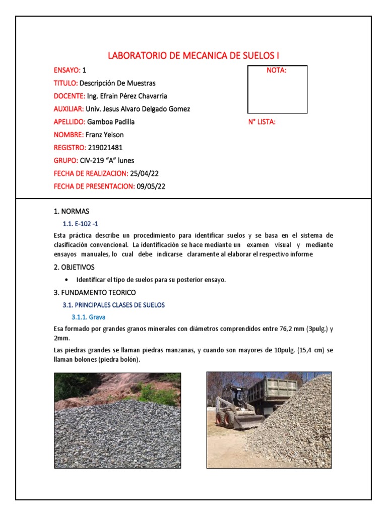 Lab 1 | PDF | Suelo | Arena